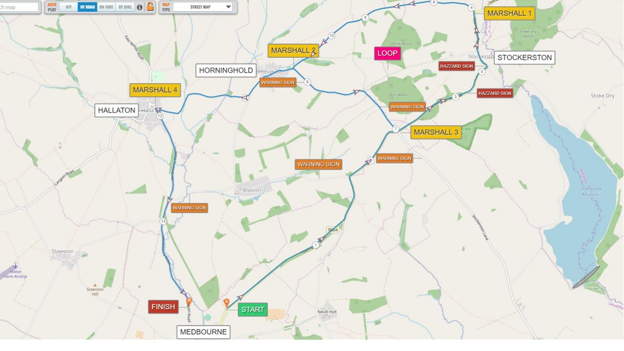 Medbourne 13.5 mile Hardride Course - Welland Valley Cycling Club